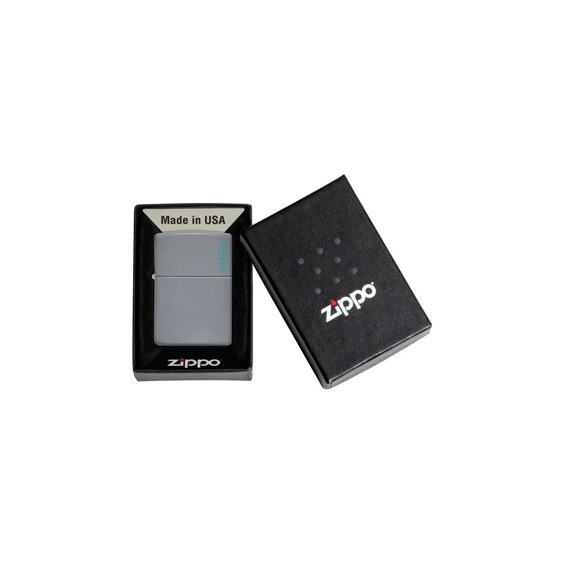 CLASSIC FLAT GREY LOGO-ZIPPO